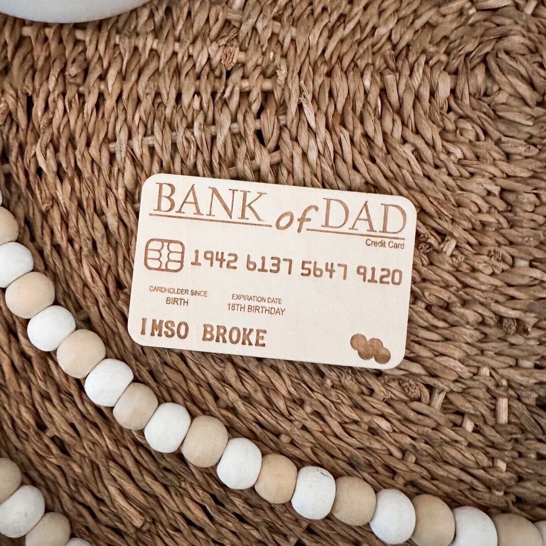 Personalized Bank of Dad Wood Credit Card Engraved Gift for Dad Credit ...