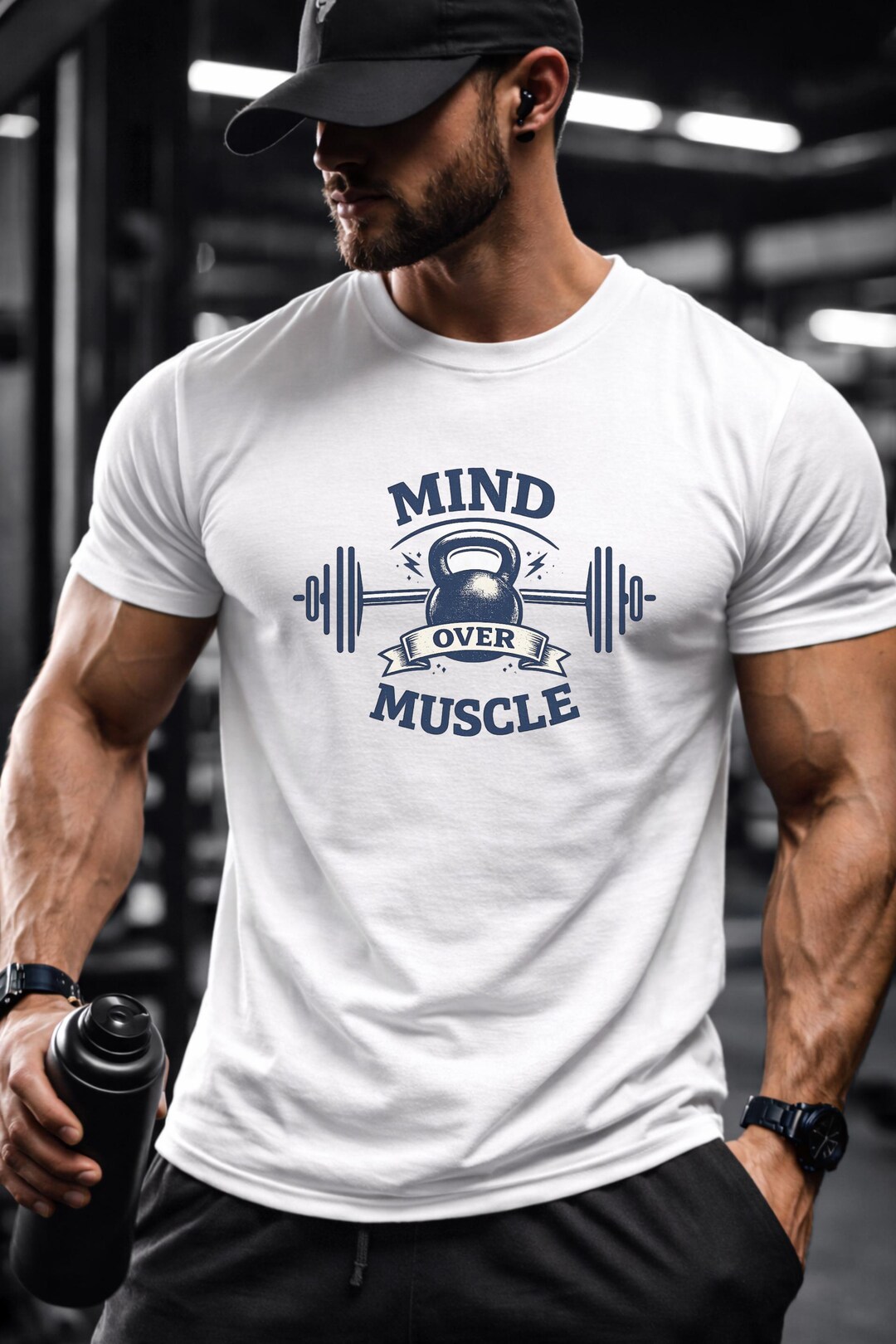 Mind Over Muscle White Gym T Shirt | Fitness Motivation Workout Tee - Etsy
