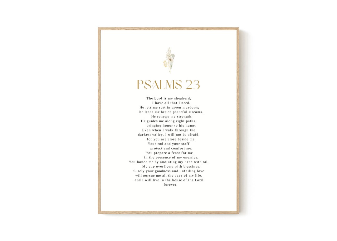 The Lord is My Shepherd Psalm 23 Bible Verse Scriptural Wall Art ...