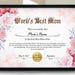 Editable Best Mom Certificate, Best Mom Mother's Day Award Certificate ...
