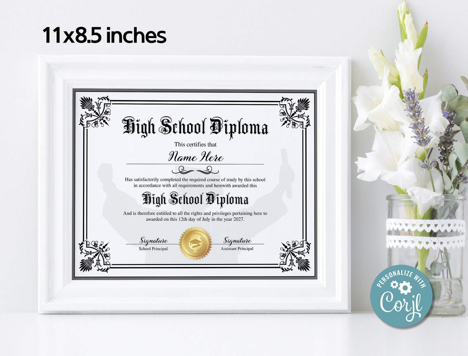 High School Diploma Template, Printable Editable Home School Diploma ...
