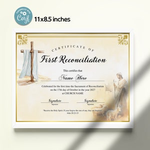11x8.5 First Reconciliation Certificate, Religious Supply Traditional ...