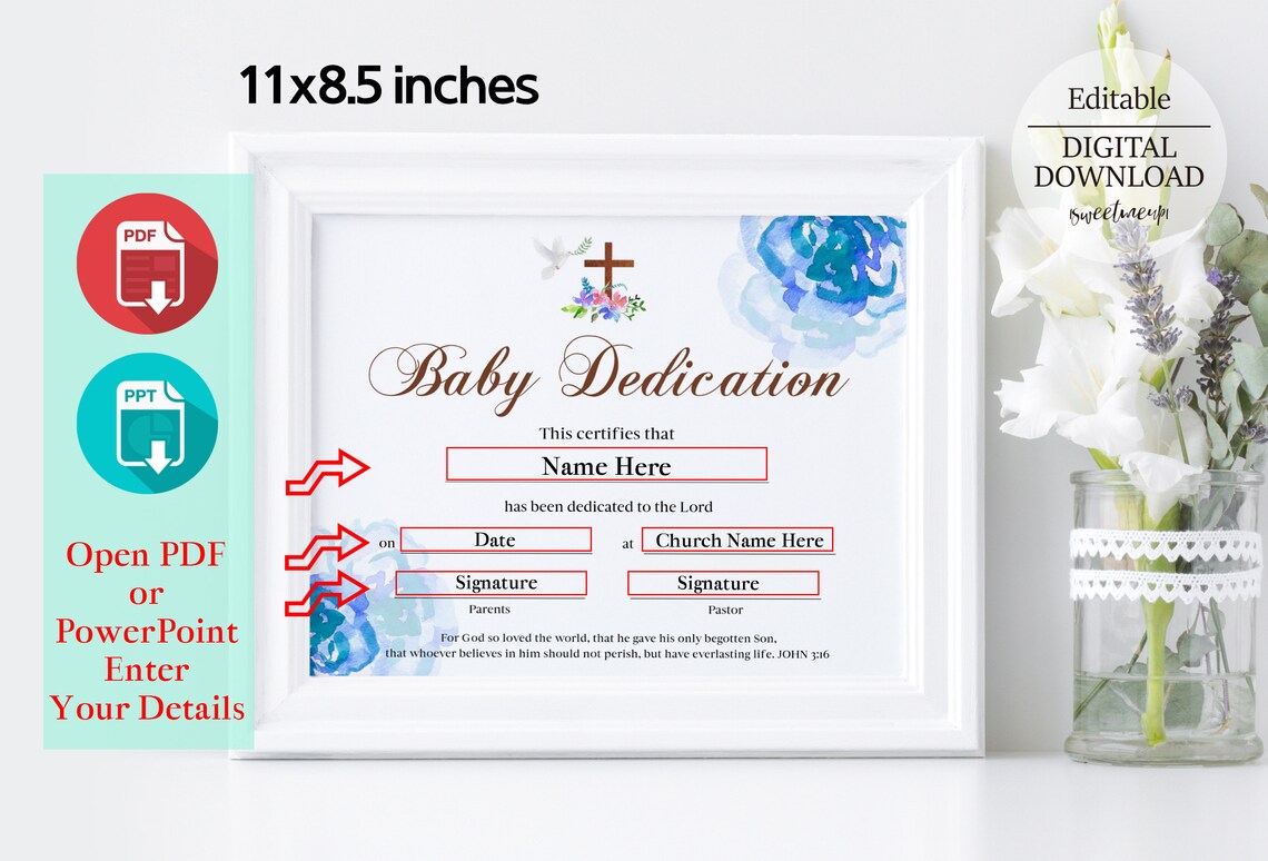 Boy Baby Dedication Certificate, Baby Dedication Certificate Template ...