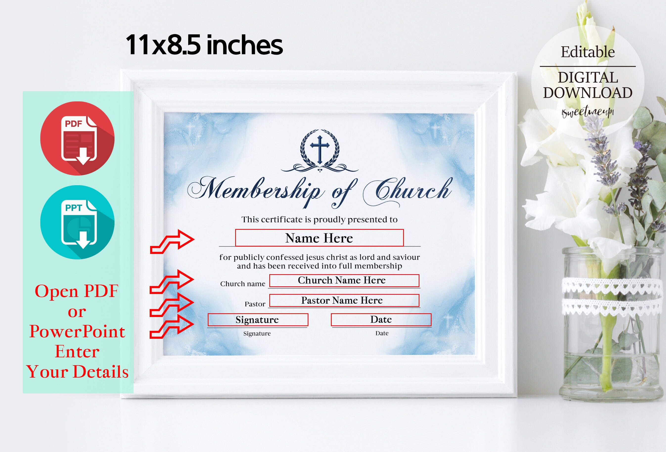 Church Membership Certificate, Printable Certificate of Membership, PDF ...