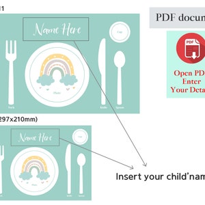 Personalized Name Montessori Printable Placemat, Rainbow Themed ...
