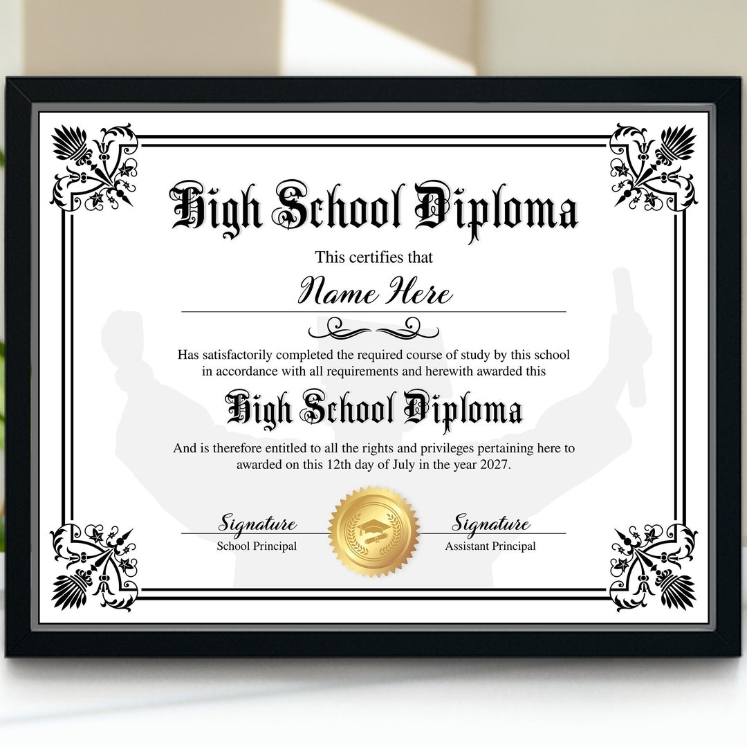 High School Diploma Template, Printable Editable Home School Diploma ...
