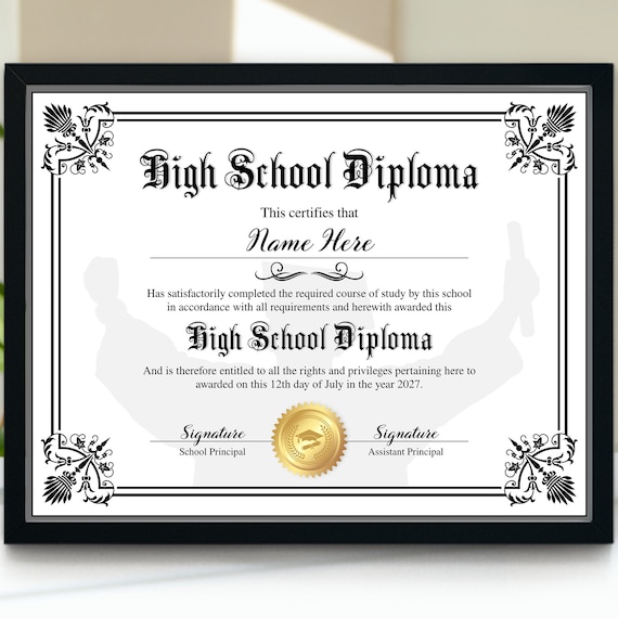 Plantilla Imprimible De Diploma De Escuela Secundaria Certificado De