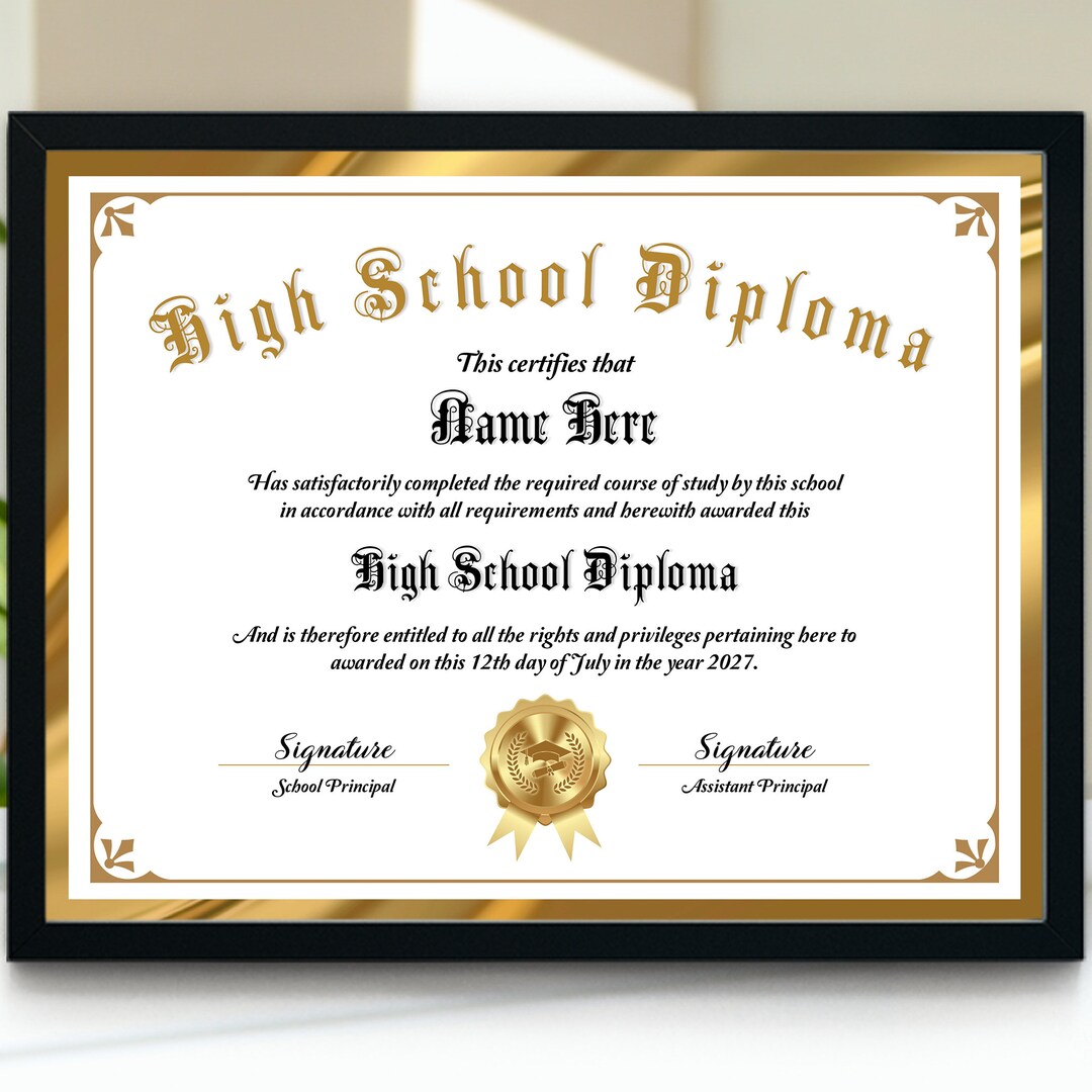 High School Diploma Template, Printable Editable Home School Diploma ...