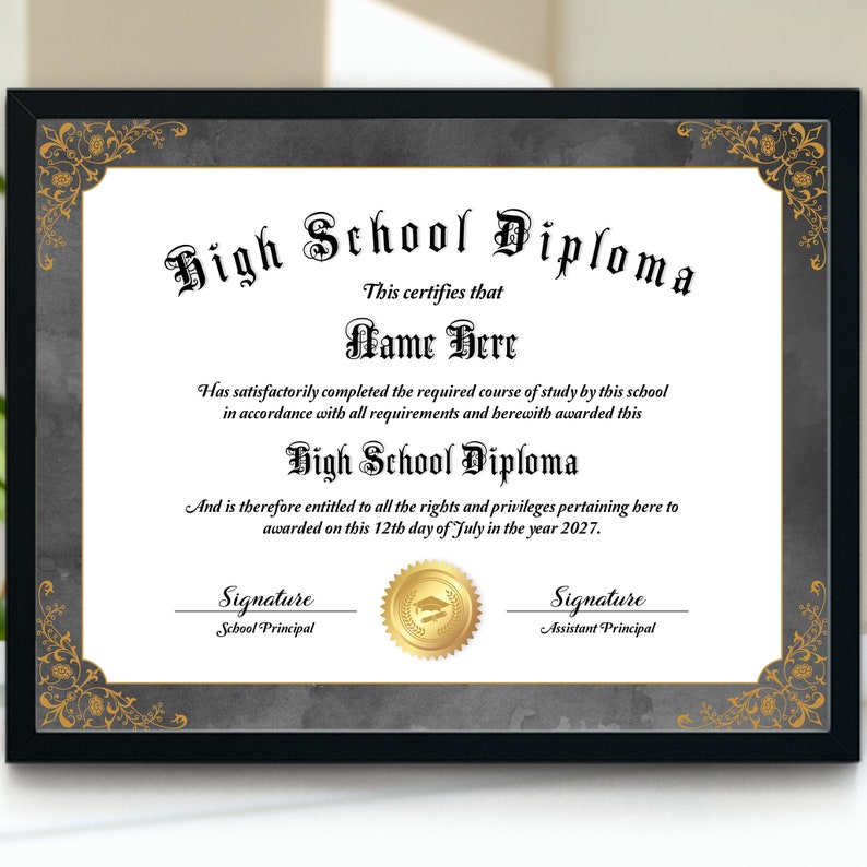 High School Diploma Template, Personalized Highschool Diploma ...