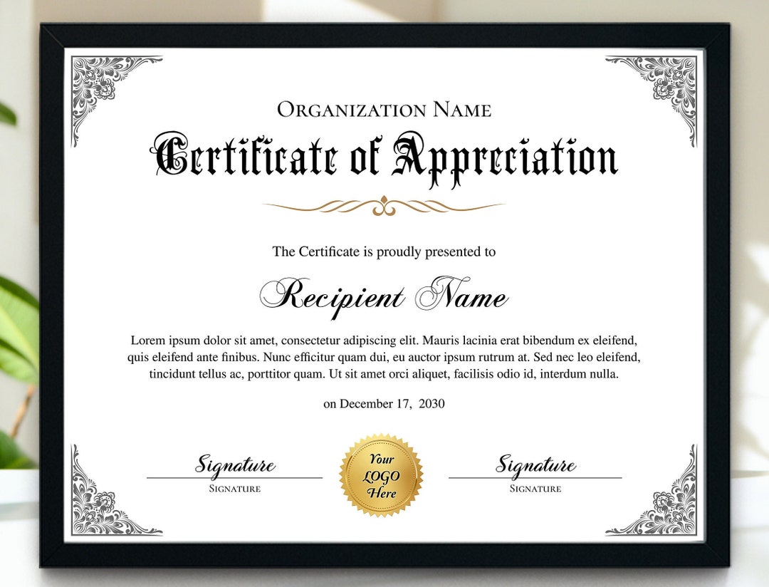 Certificate of Appreciation Template, Printable Appreciation ...