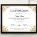 Elegant Confirmation Certificate Template, Church Certificate, 11x8.5 ...