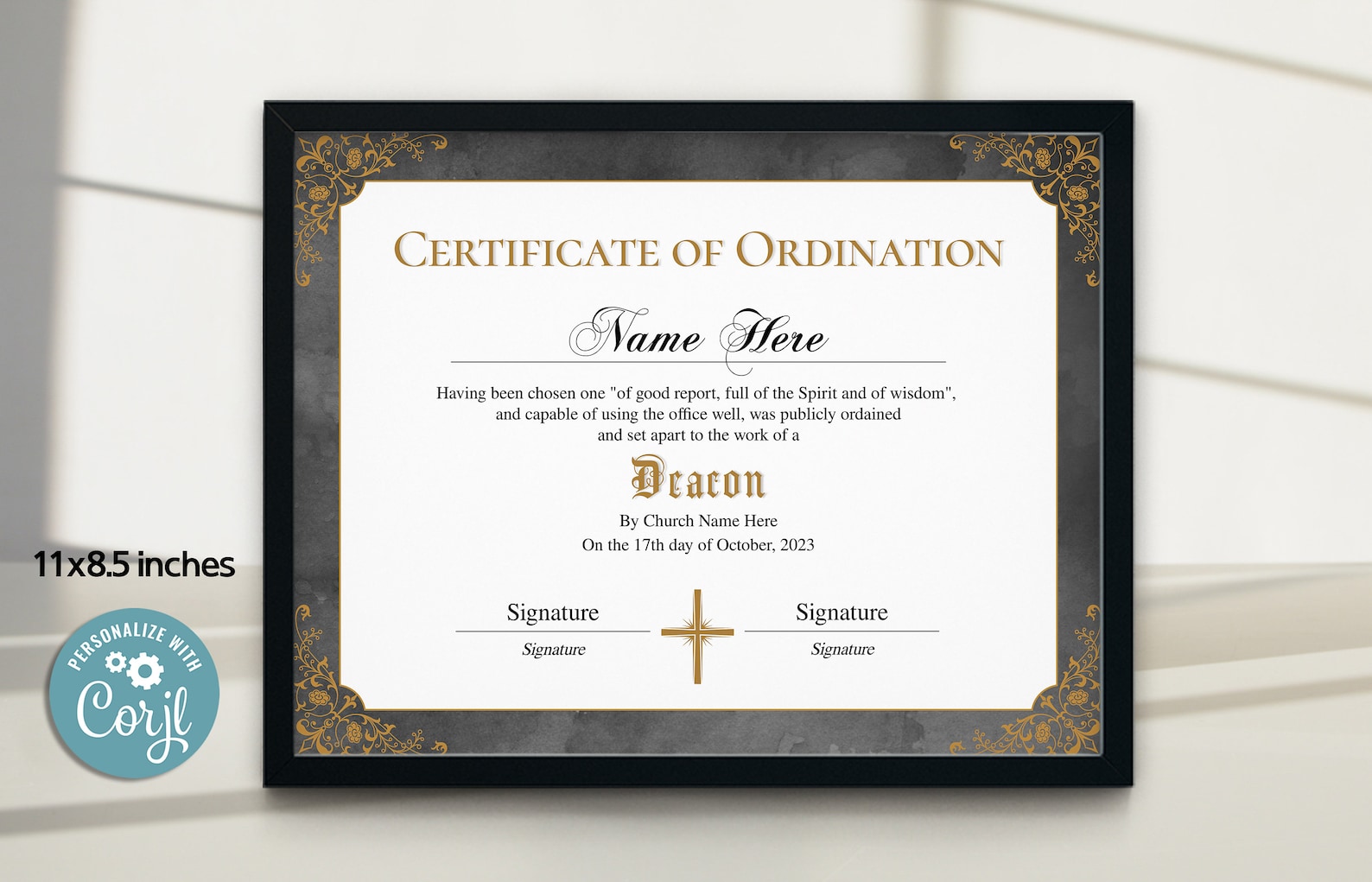 Deacon Ordination Certificate Template, 11x8.5 Printable Certificate of ...