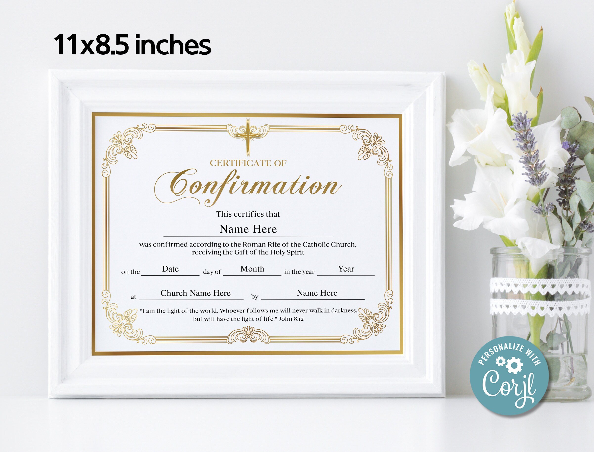 Confirmation Certificate Template, Catholic Confirmation Certificate ...