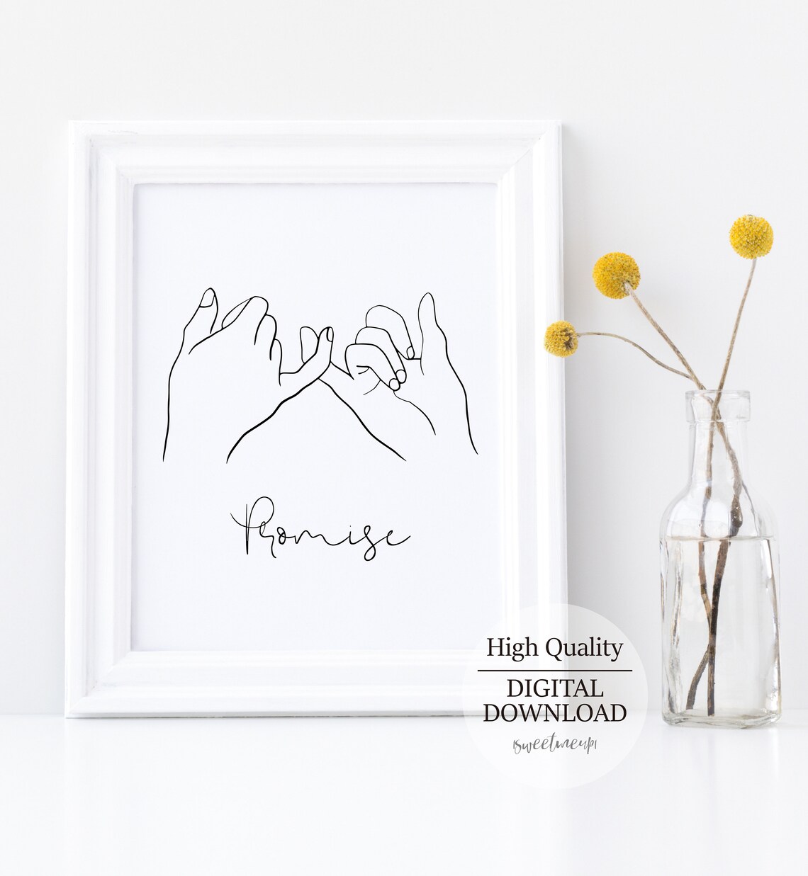 Pinky Swear Line Art Couple Line Drawing Pinky Promise Hands | Etsy