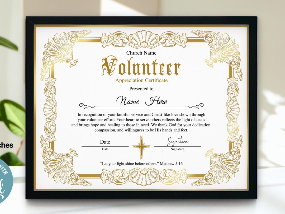 Volunteer Appreciation Certificate Template, Ministry Digital Volunteer ...