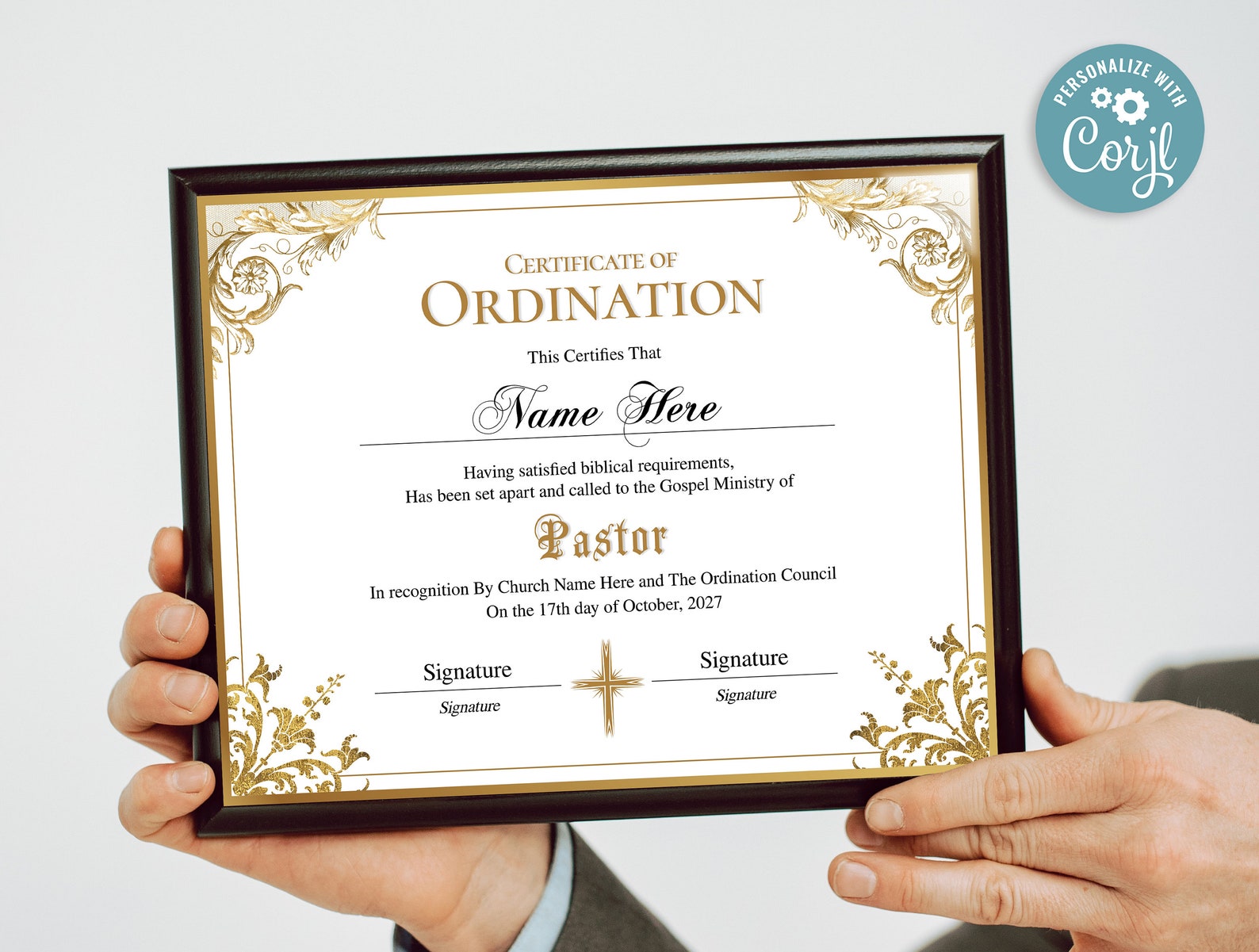 Pastor Ordination Certificate Template, Editable Certificate of ...
