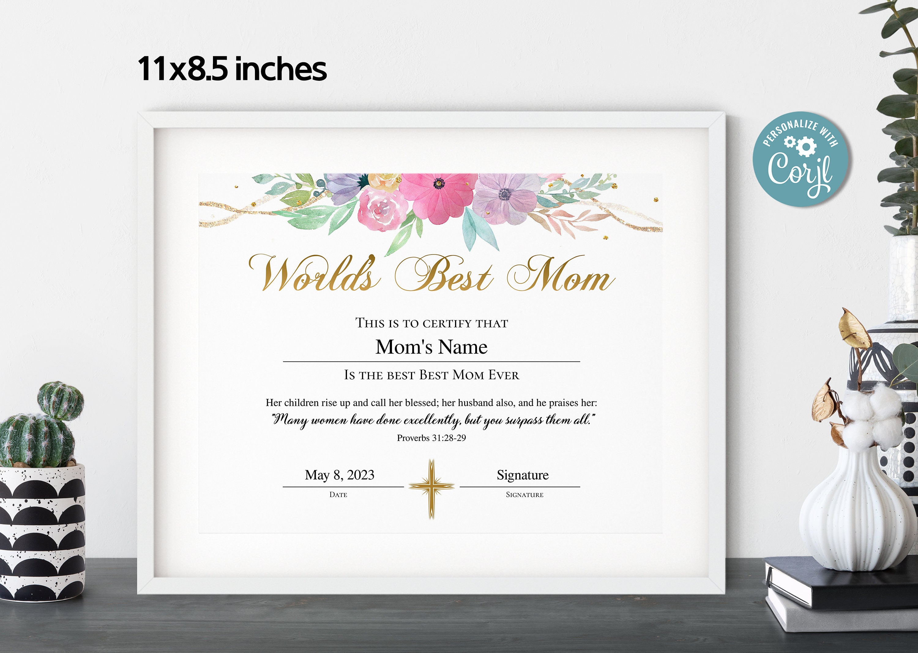 Best Mom Certificate Template Christian Mother's Day - Etsy