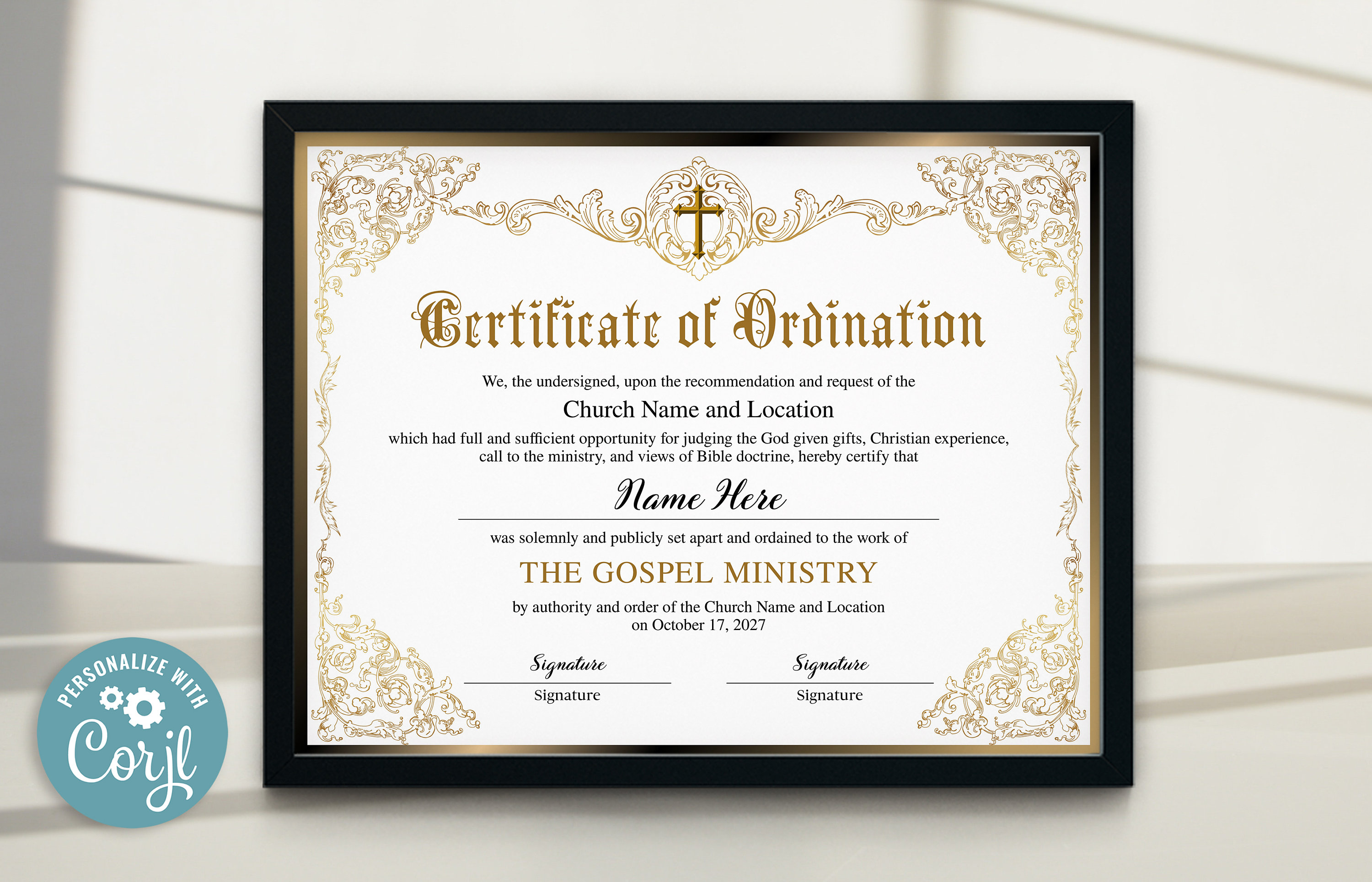 Certificate of Ordination, Gospel Ministry Certificate Template ...