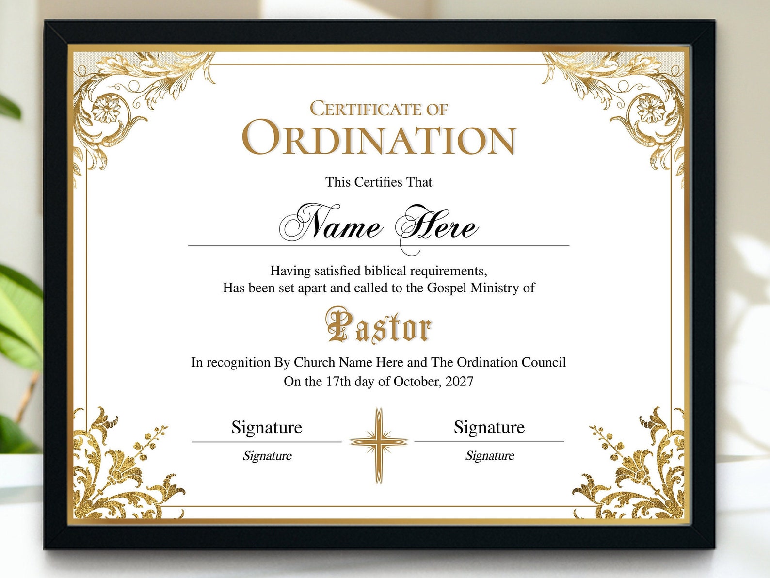 Pastor Ordination Certificate Template, Editable Certificate of ...