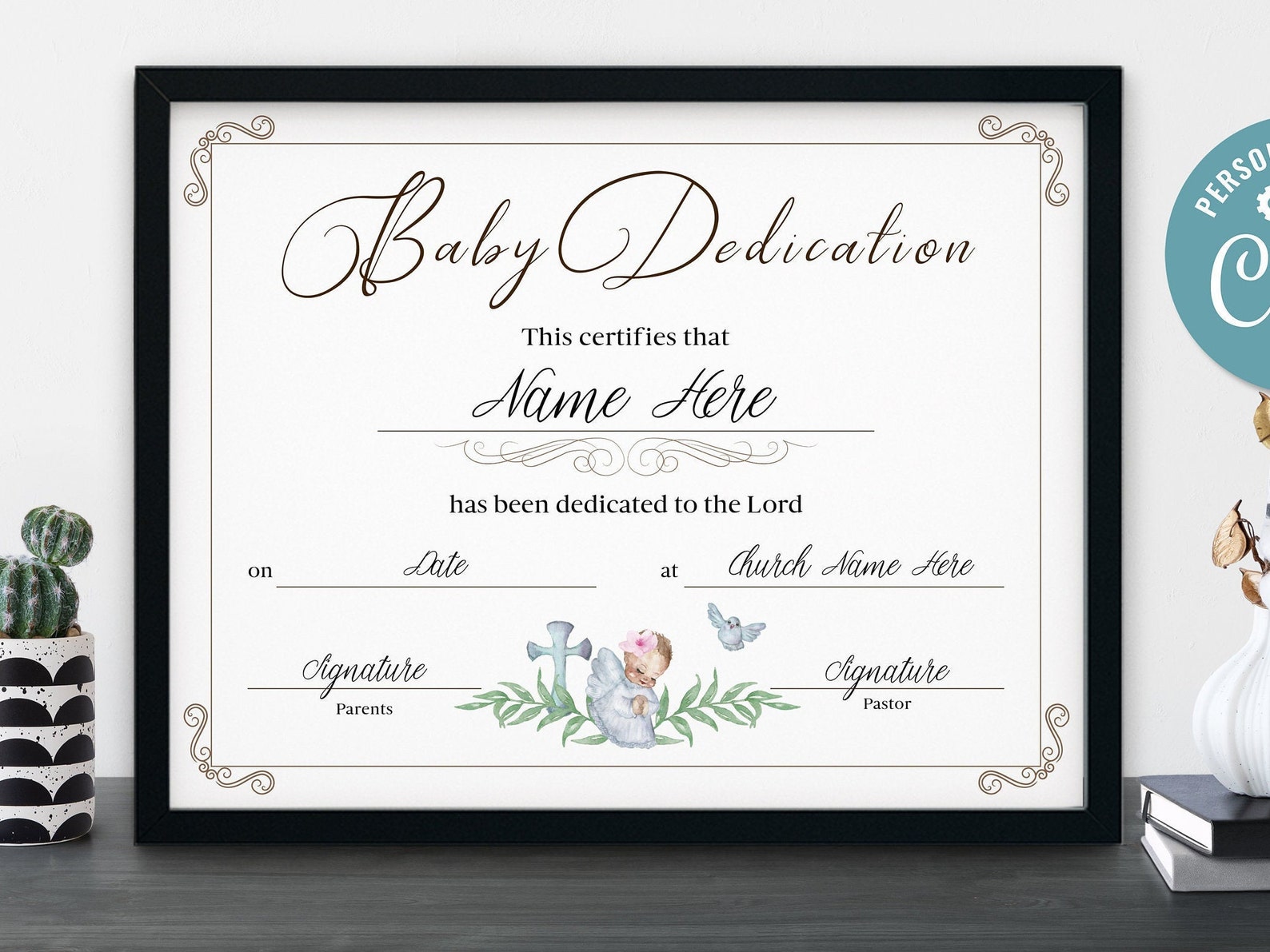 Baby Dedication Certificate Template Girl Baby Dedication | Etsy