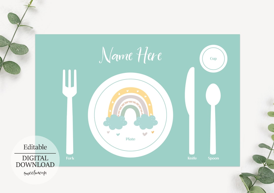 Personalized Name Montessori Printable Placemat, Rainbow Themed ...