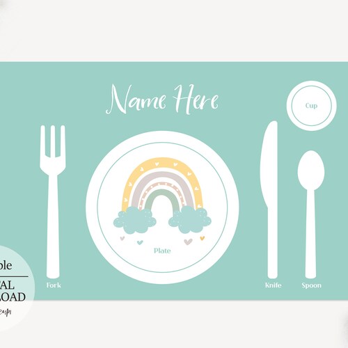Personalized Name Montessori Printable Placemat Rainbow - Etsy