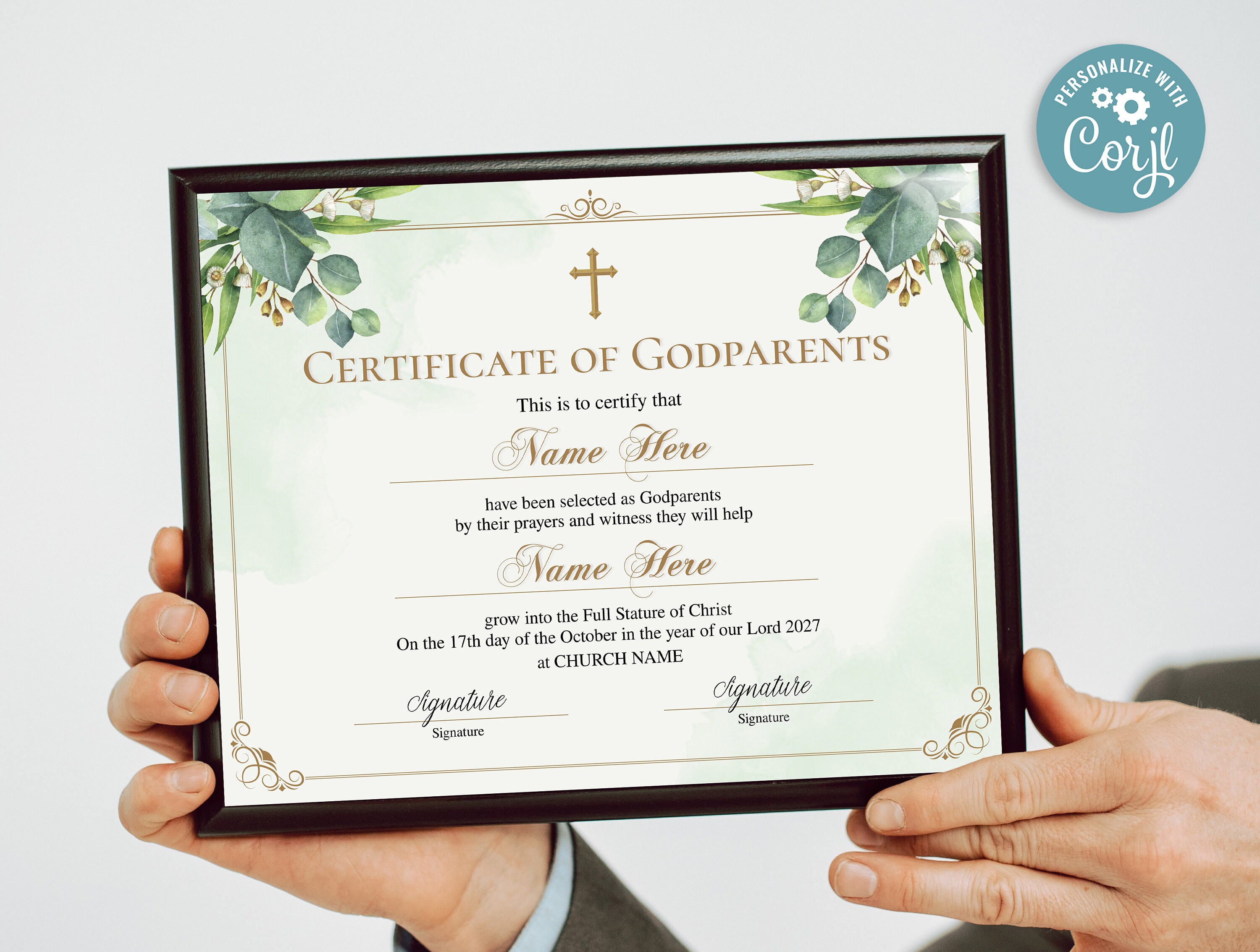 Godparents Certificate Template, Printable Editable Godparents ...