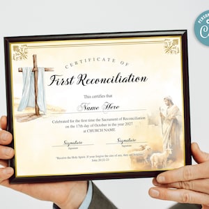 11x8.5 First Reconciliation Certificate, Religious Supply Traditional ...