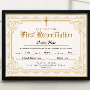 First Reconciliation Certificate, Editable Certificate of First ...
