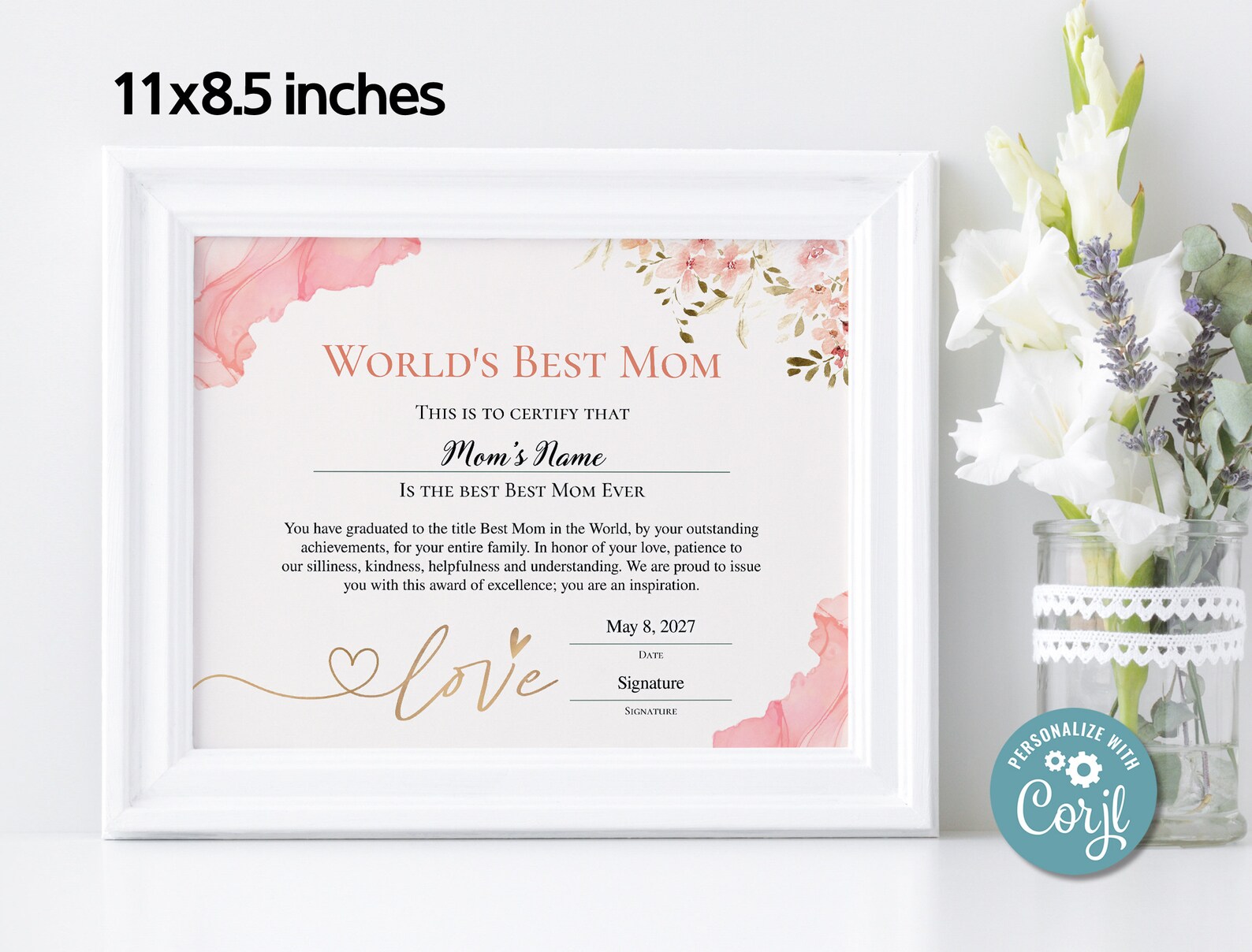 Editable Best Mom Certificate Best Mom Mother's Day Award - Etsy