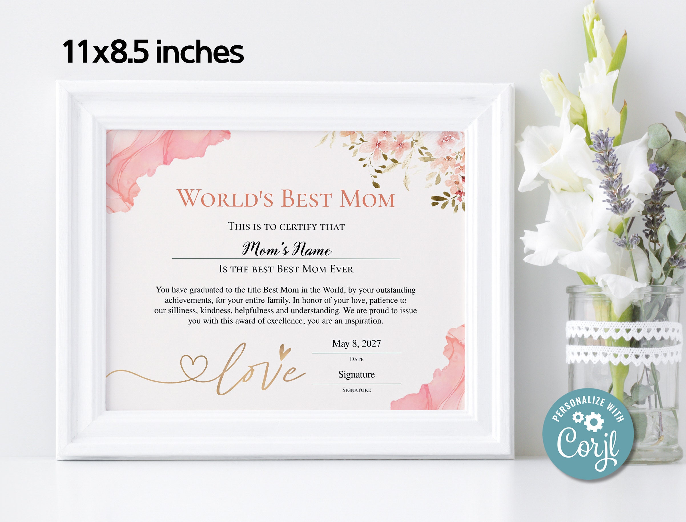 Editable Best Mom Certificate Best Mom Mother's Day Award - Etsy