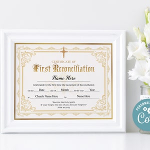 First Reconciliation Certificate, Editable Certificate of First ...