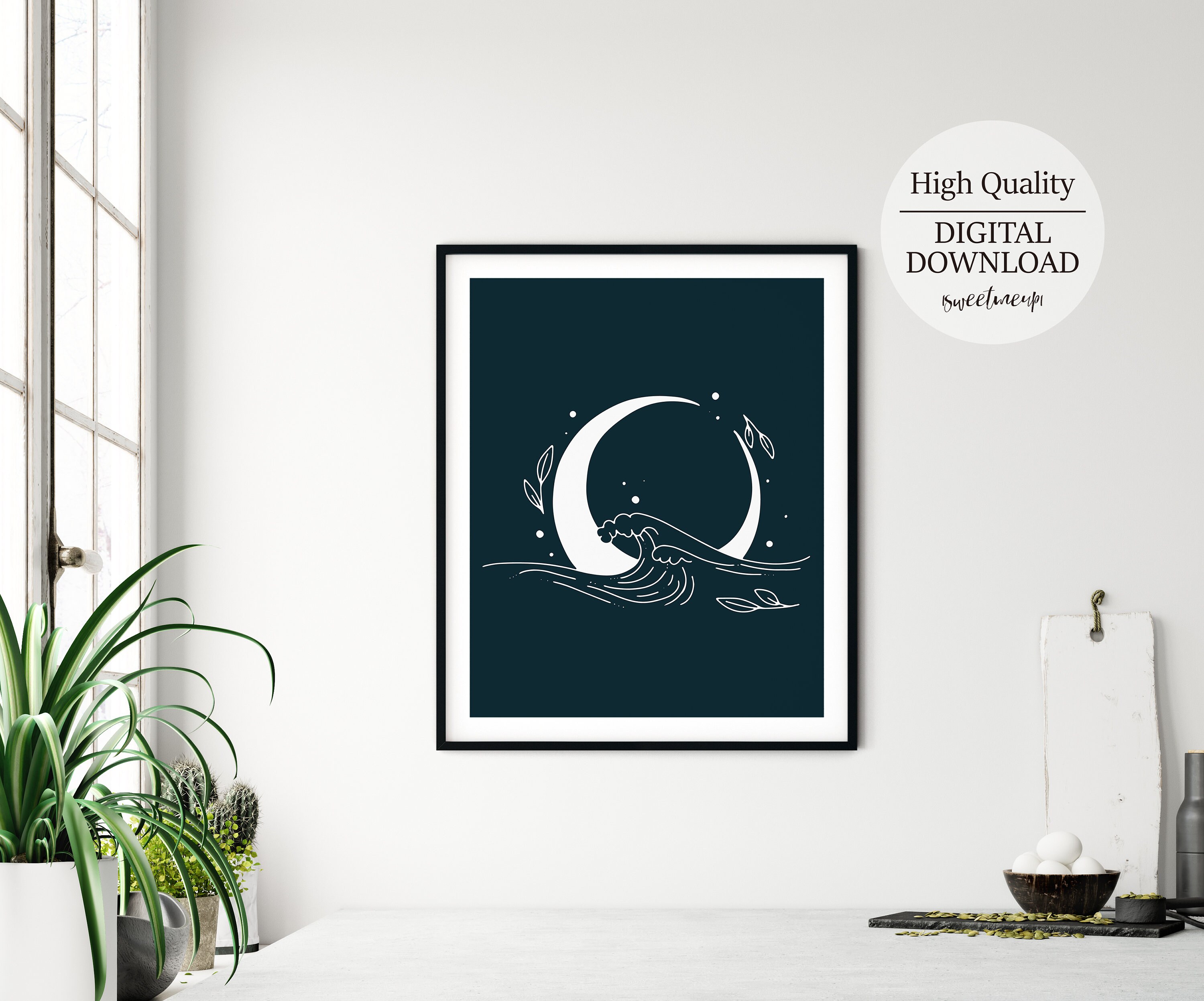 Printable Wall Art Moon Print Moon art Moon wall art Boho | Etsy