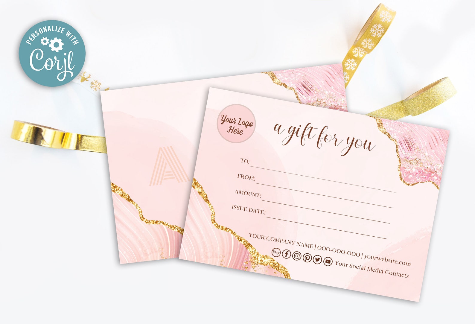 Gift Certificate Template, Printable Editable Gift Card Template, 5x7 ...