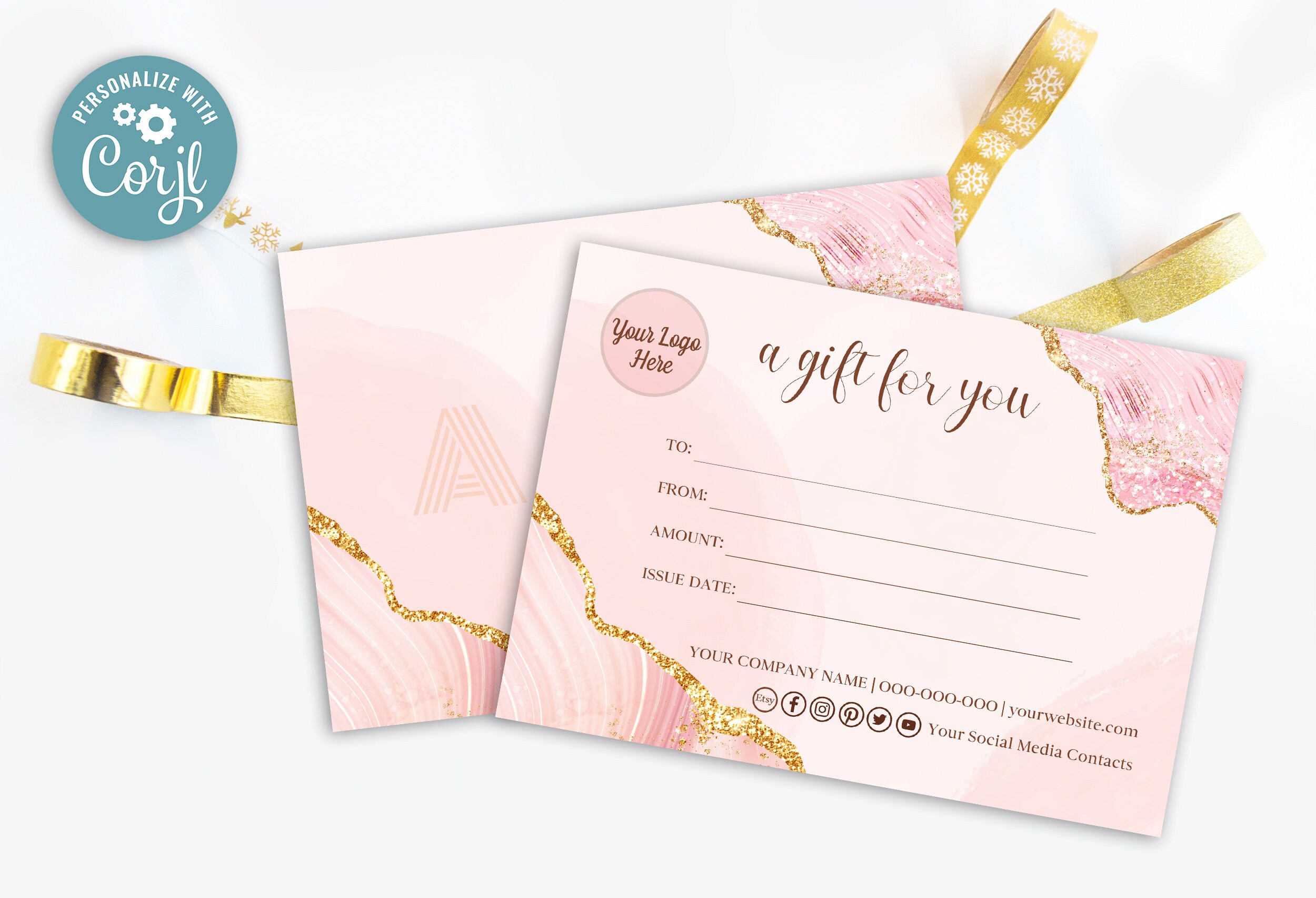 Gift Certificate Template, Printable Editable Gift Card Template, 5x7 ...