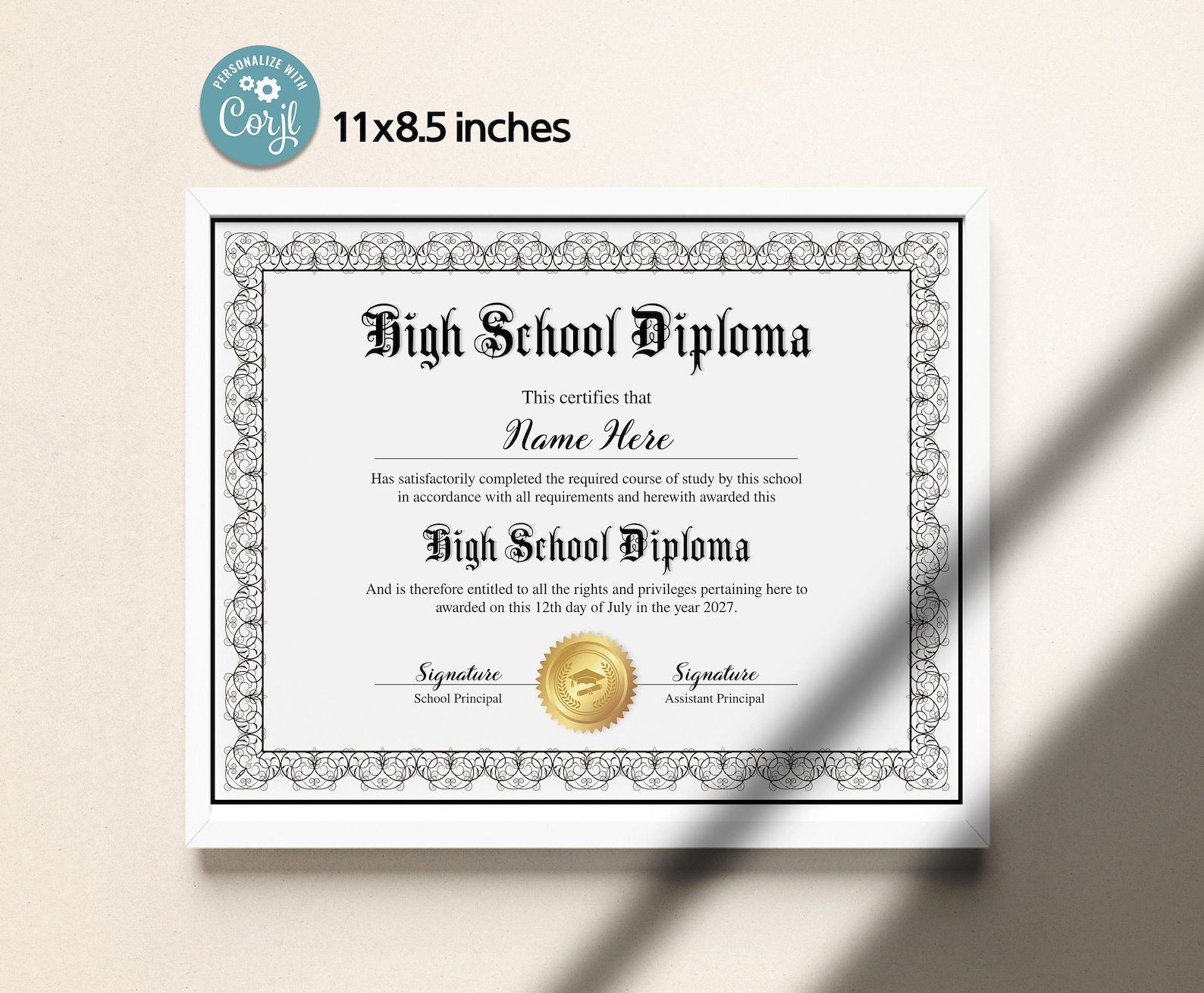 High School Diploma, Printable Home School Diploma, Editable Diploma ...
