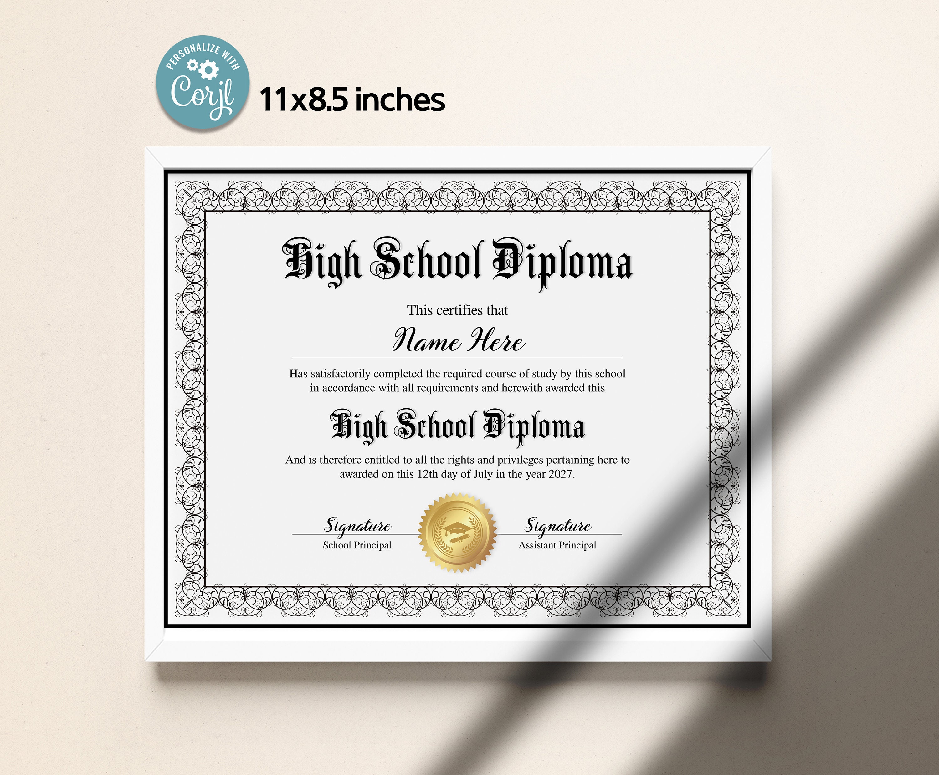 High School Diploma Printable Home School Diploma Editable - Etsy
