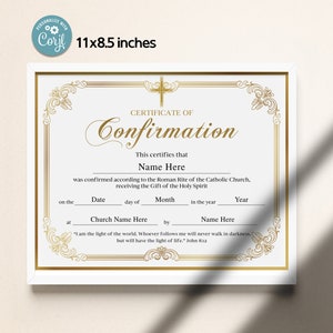 Confirmation Certificate Template, Catholic Confirmation Certificate ...
