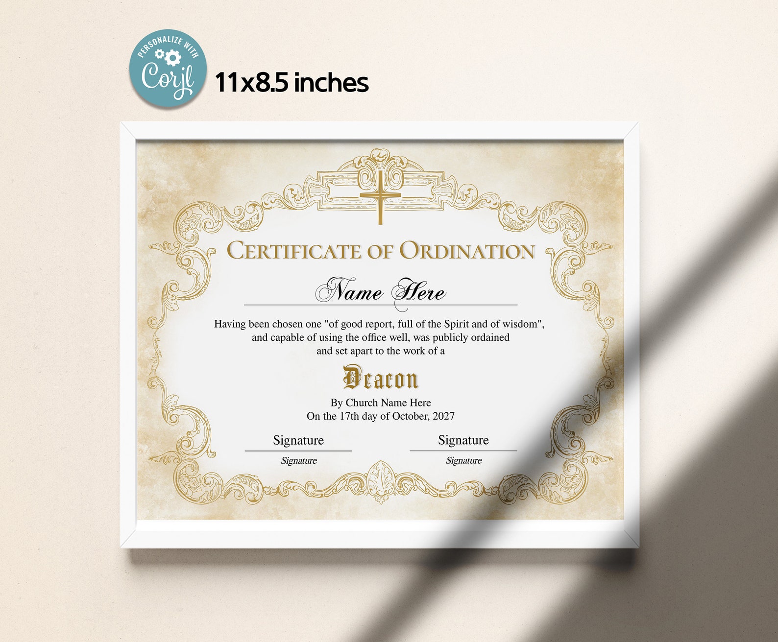 Deacon Ordination Certificate Template, Vintage Certificate of ...