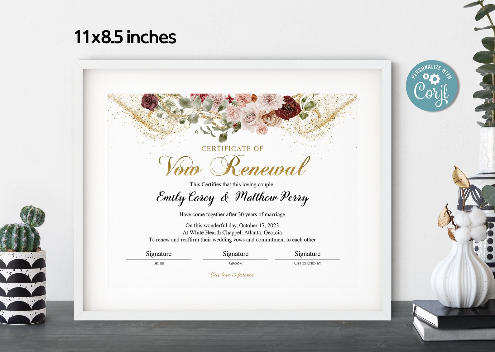 Printable Vow Renewal Certificate, Editable Wedding Certificate ...