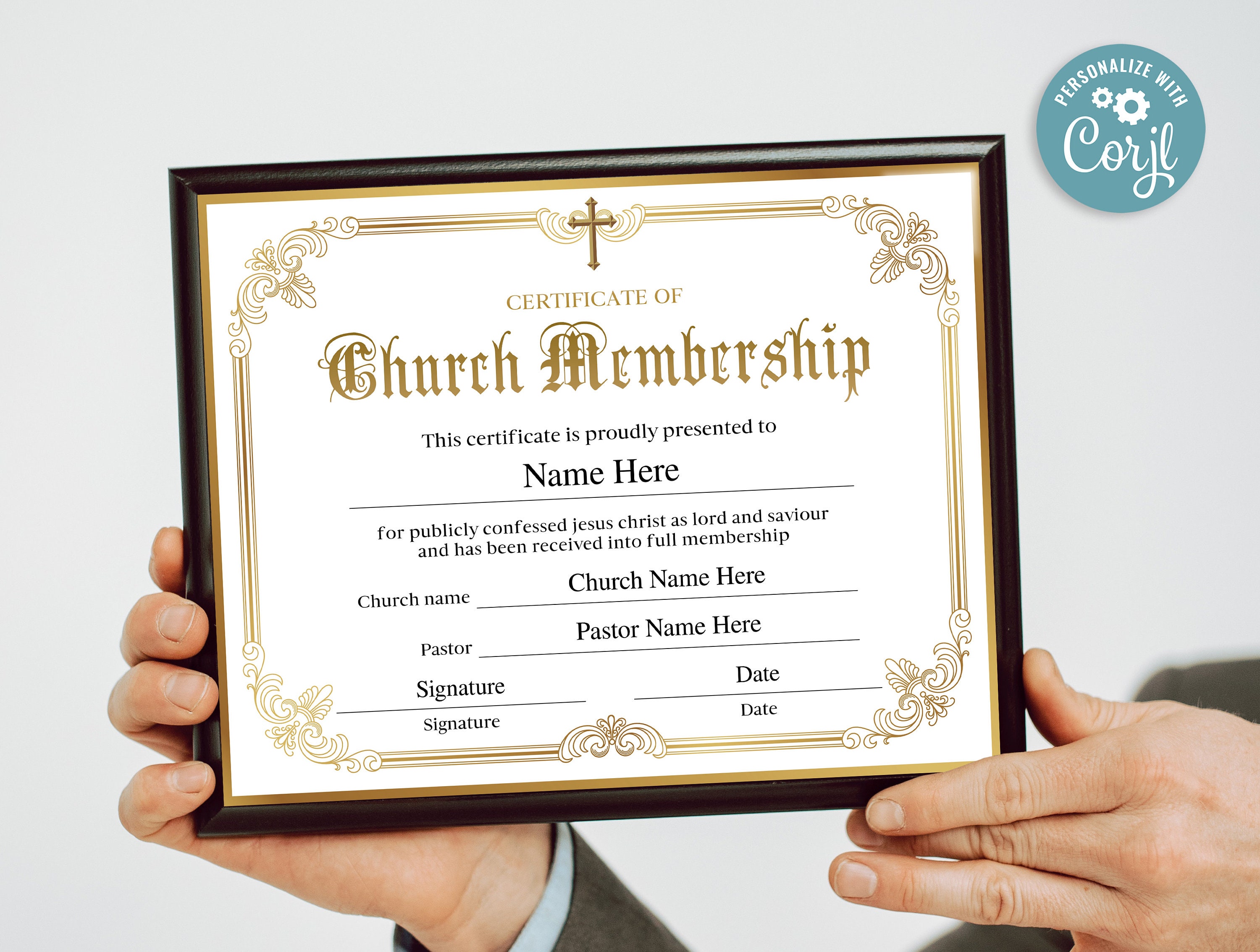 Church Membership Certificate, 11x8.5 Editable Certificate of ...