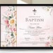 Pink Flower Watercolor Baptism Certificate Template, Baptism Gift ...