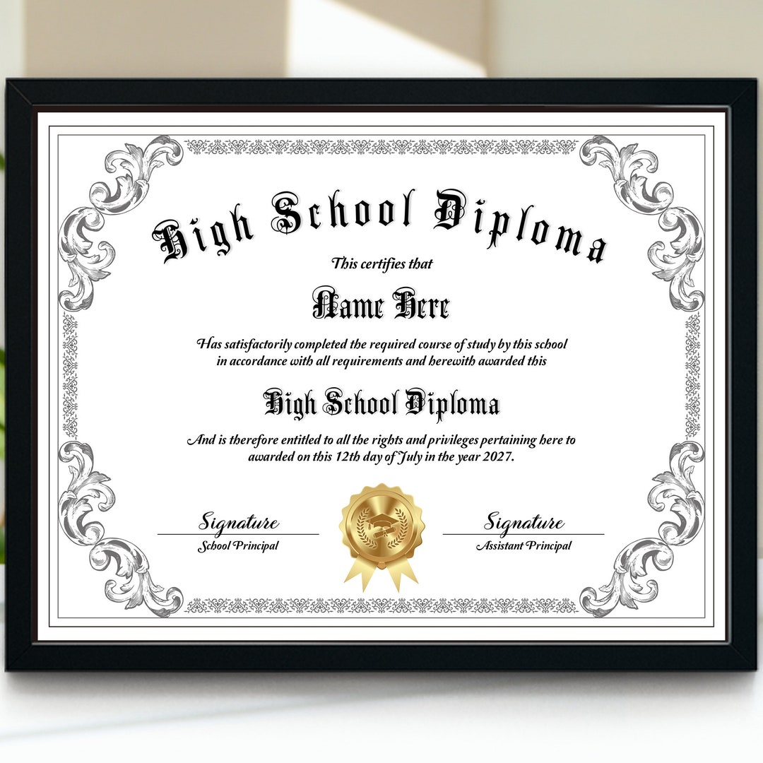 High School Diploma Template, Editable Home School Diploma, Printable ...