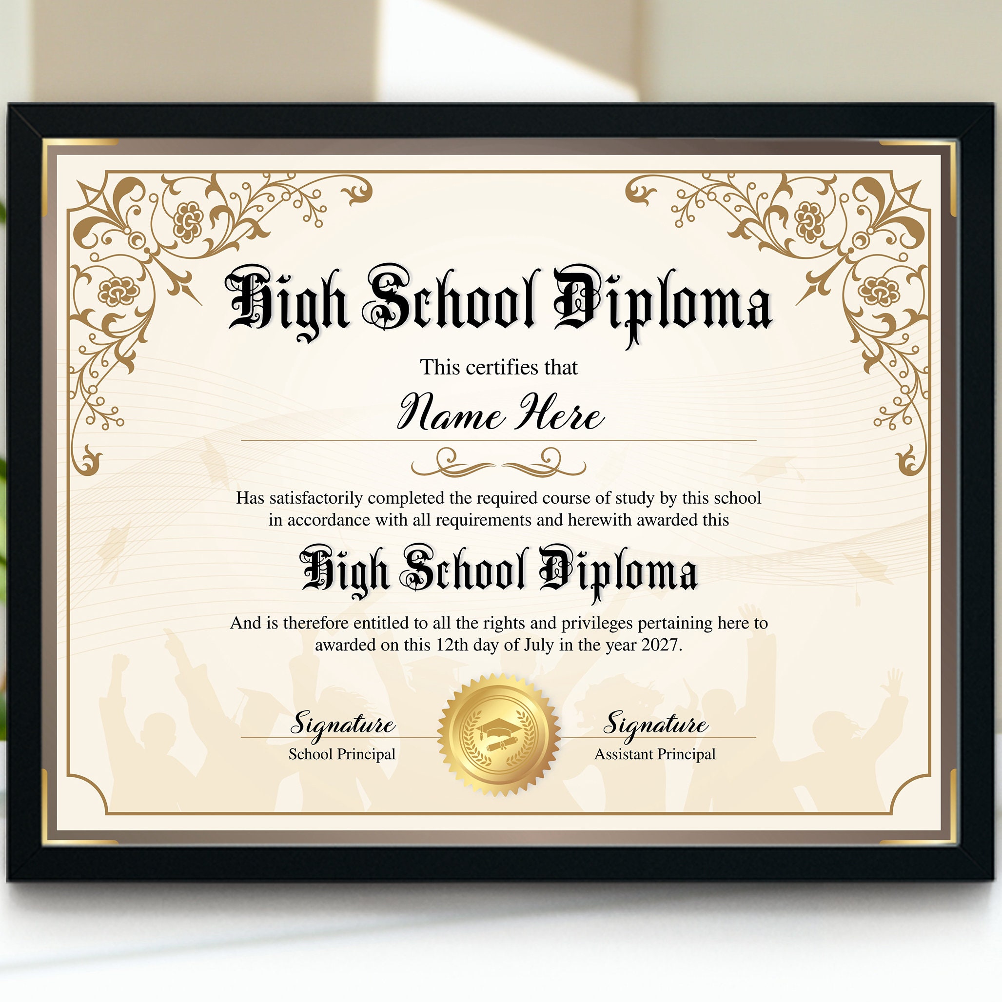 High School Diploma Template, Editable Home School Diploma, Printable ...