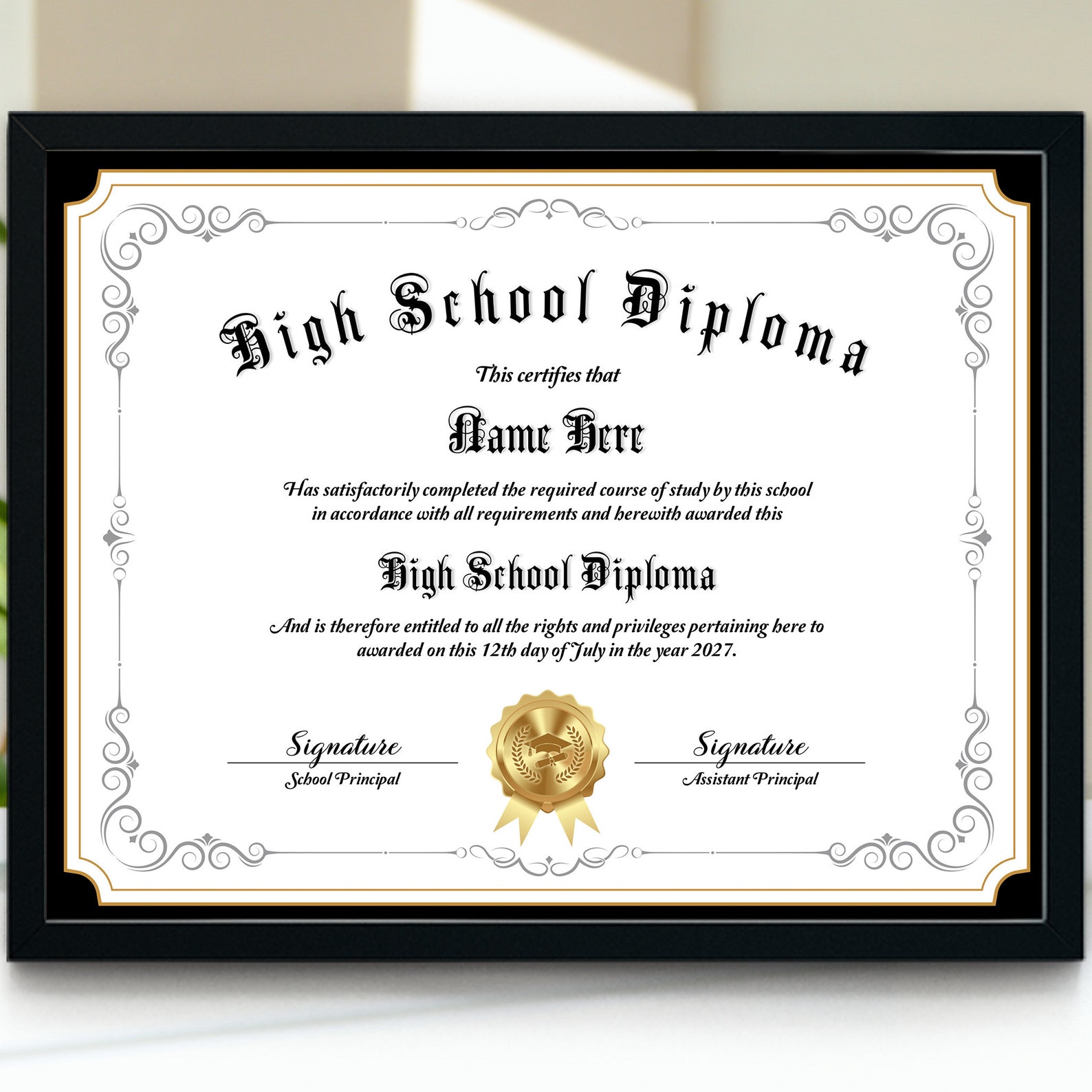 High School Diploma Template, Editable Home School Diploma, Printable ...