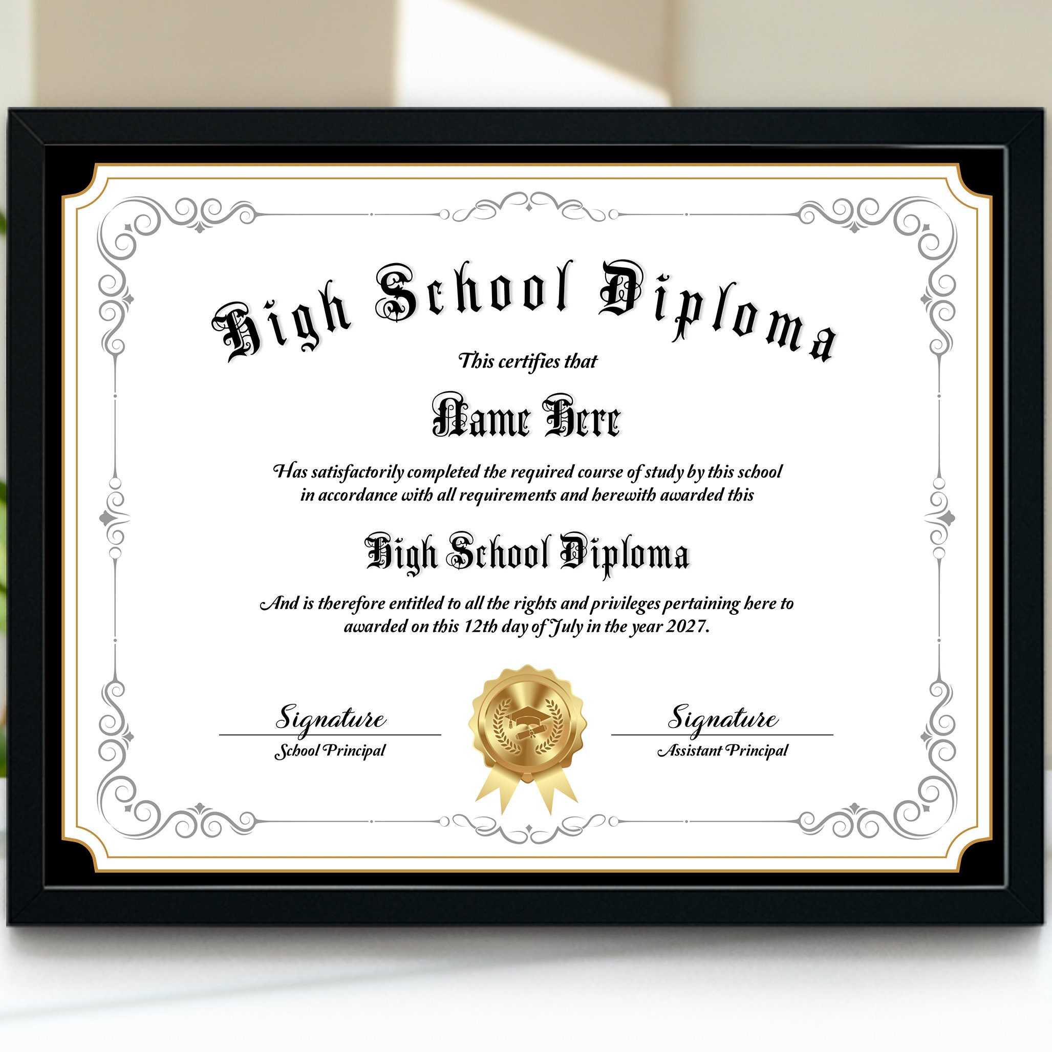 High School Diploma Template, Editable Home School Diploma, Printable ...