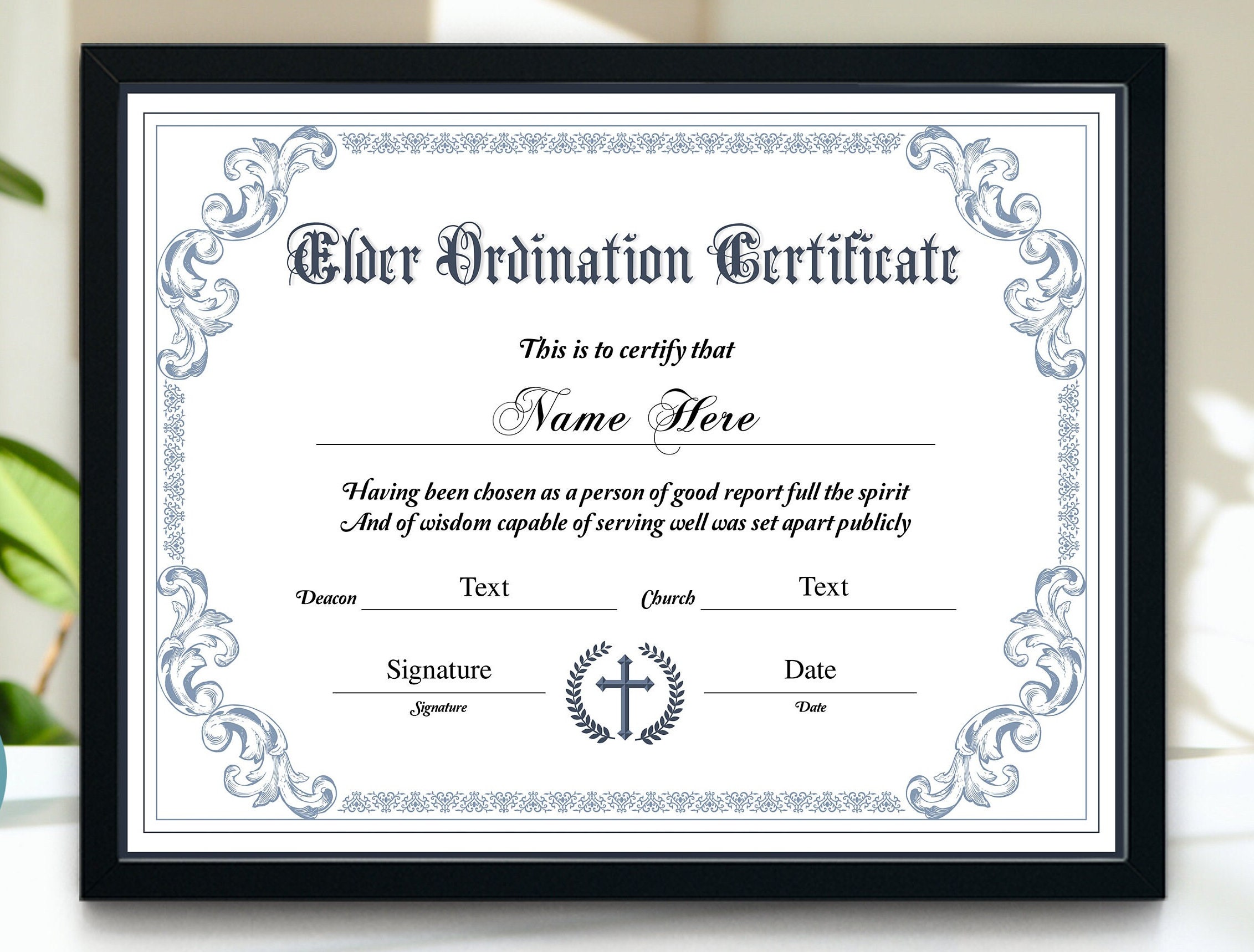 Elder Ordination Certificate Template Editable Certificate Of