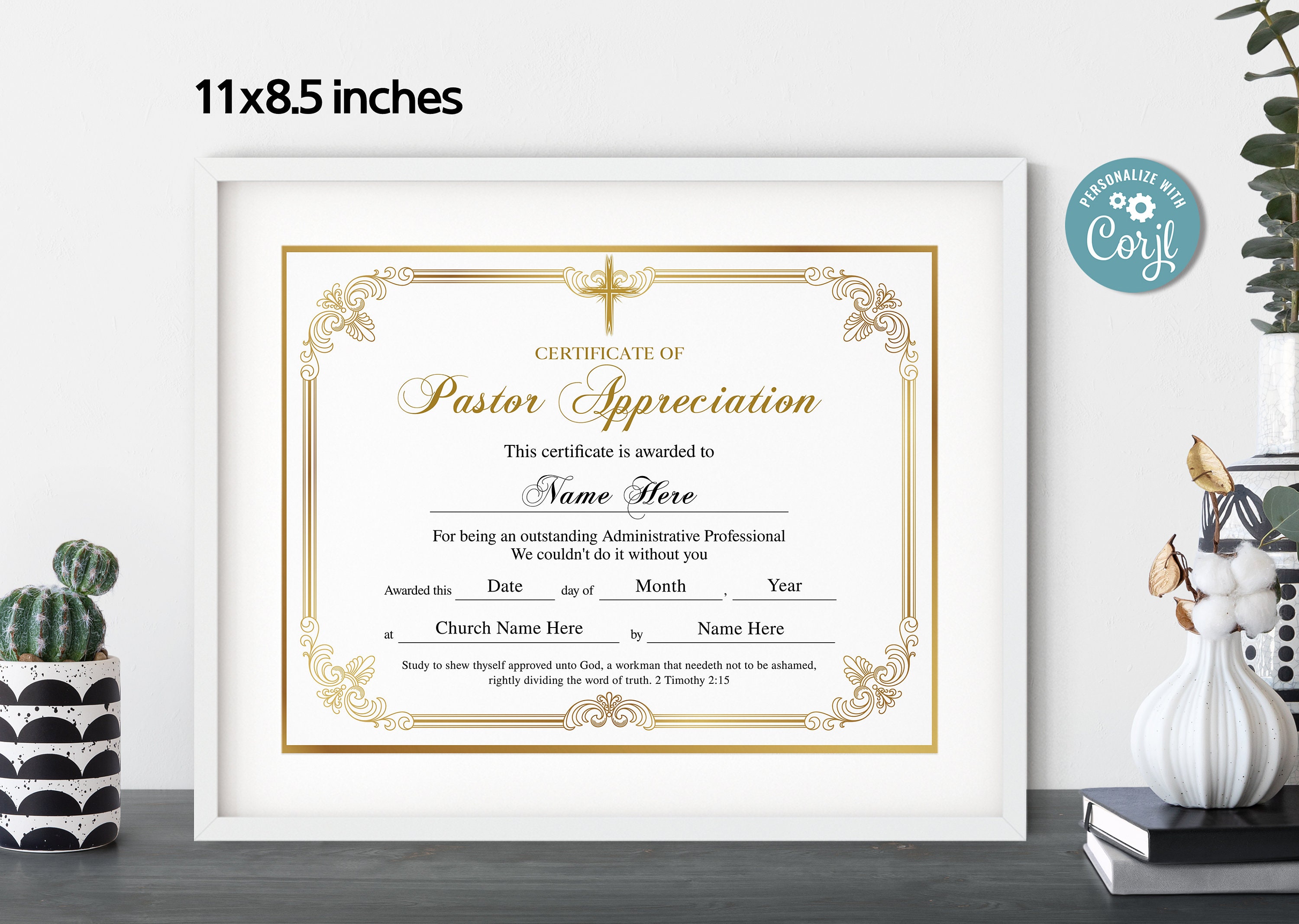 Certificate of Appreciation 11x8.5 Pastor Appreciation - Etsy