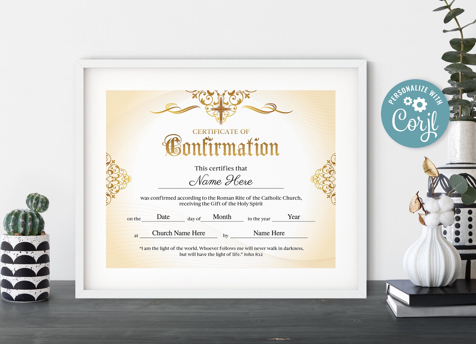 11x8.5 Gold Certificate of Confirmation Printable - Etsy