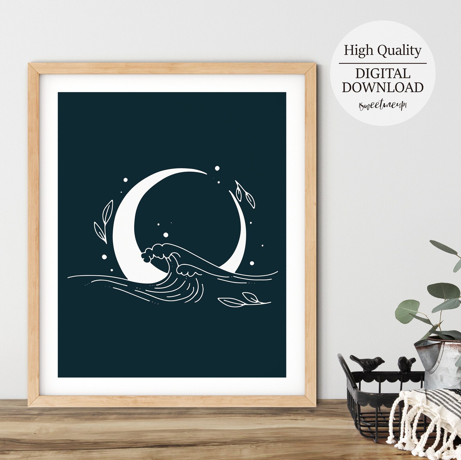 Printable Wall Art, Moon Print, Moon Art, Moon Wall Art, Boho Prints ...